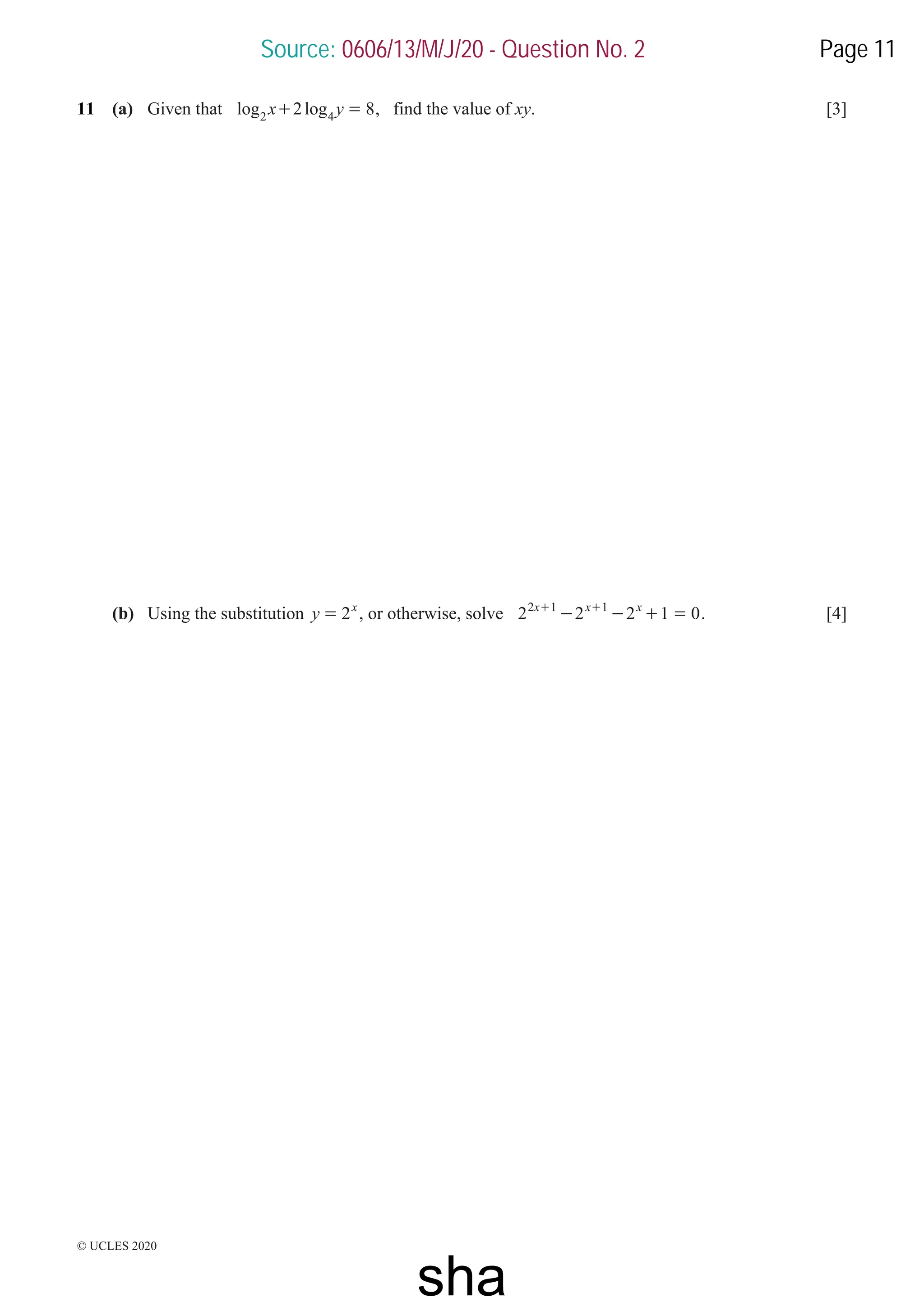 7 Cie Igcse Additional Mathematics Topical Past Paper Logarithmic And Exponential Functions 1 Pdf
