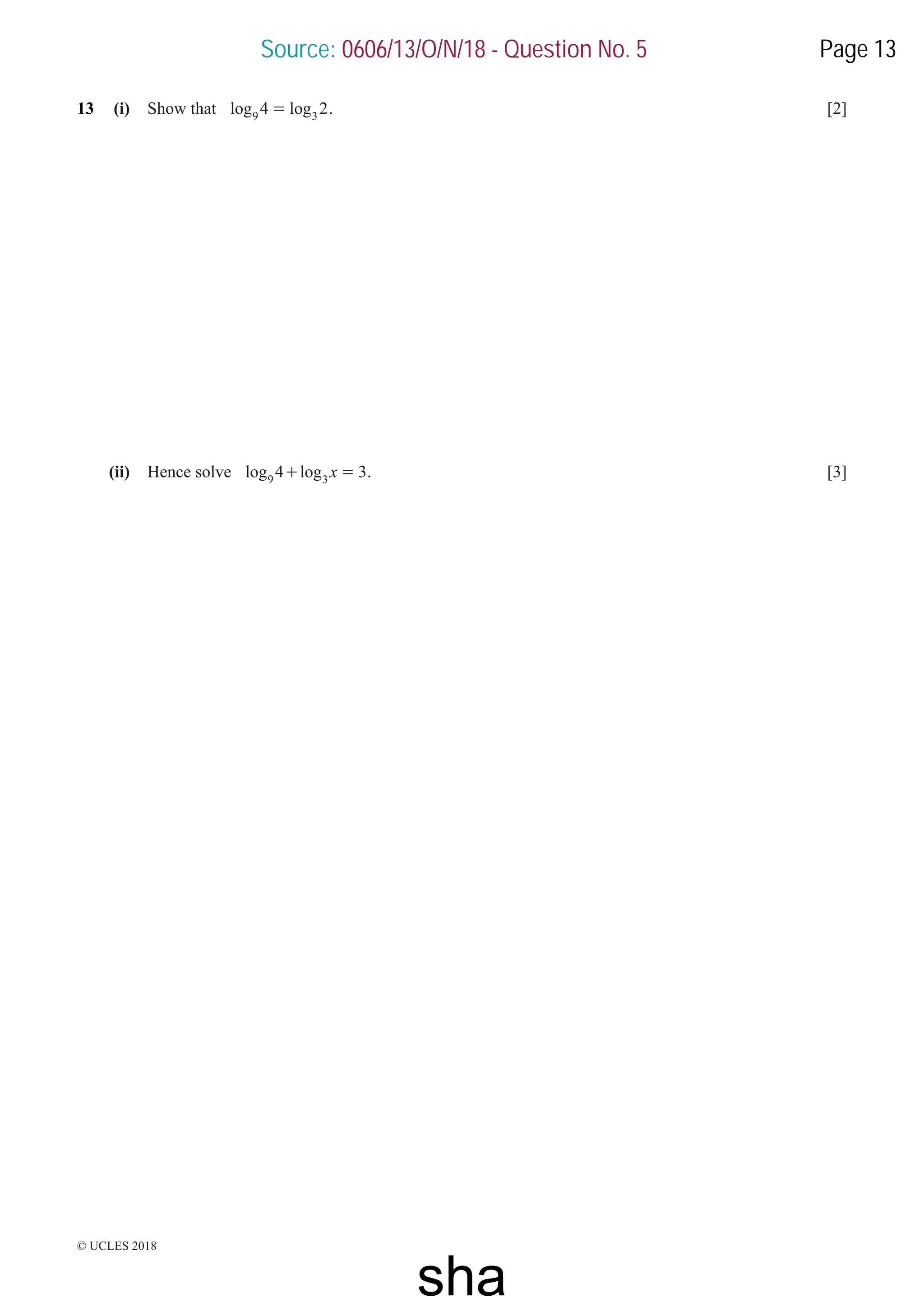 7 Cie Igcse Additional Mathematics Topical Past Paper Logarithmic And Exponential Functions 1 Pdf