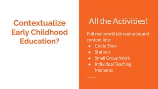 Early Childhood Education: Accessible Online Tools for Contextualized ...