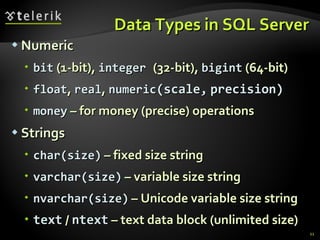 Databases, SQL and MS SQL Server | PPT | Databases | Computer Software ...
