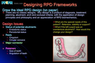 7.designing rpd's, planning sequence for rpd patients | PPT