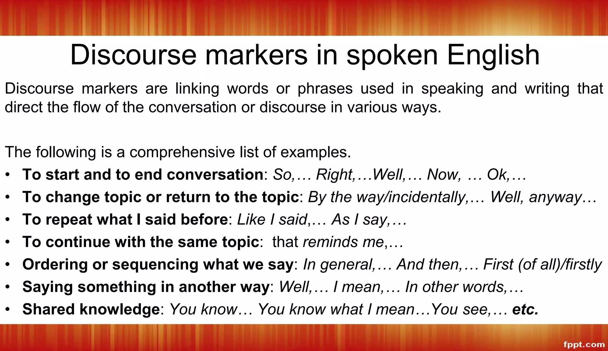 Discourse markers | PPT