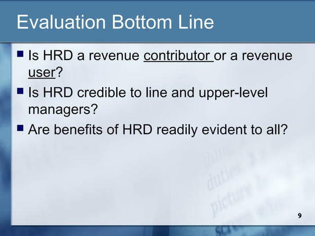 evaluating hrd programs | PPT