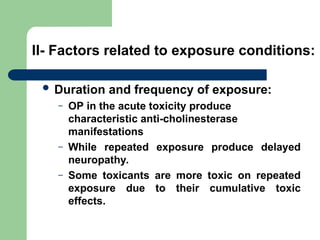 Factors affecting toxicity in humans animals for detecting their ...