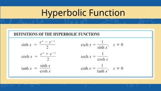 Calculus 3_Hyperbolic Functions PPT for Grade 12 | PPT