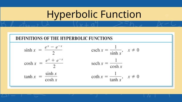 Calculus 3_Hyperbolic Functions PPT for Grade 12 | PPT
