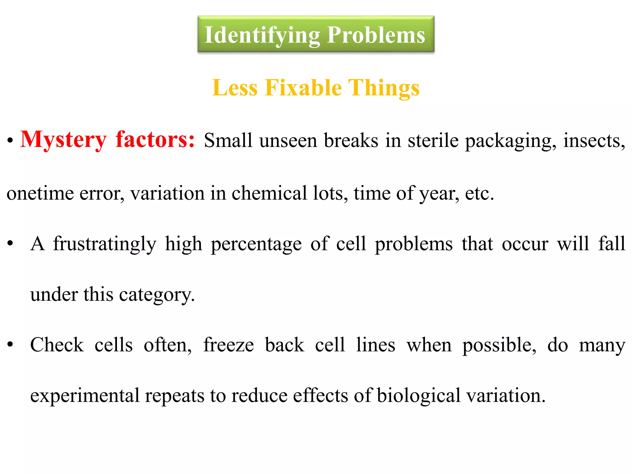 identifying cell culture problems lecture 7 | PPTX