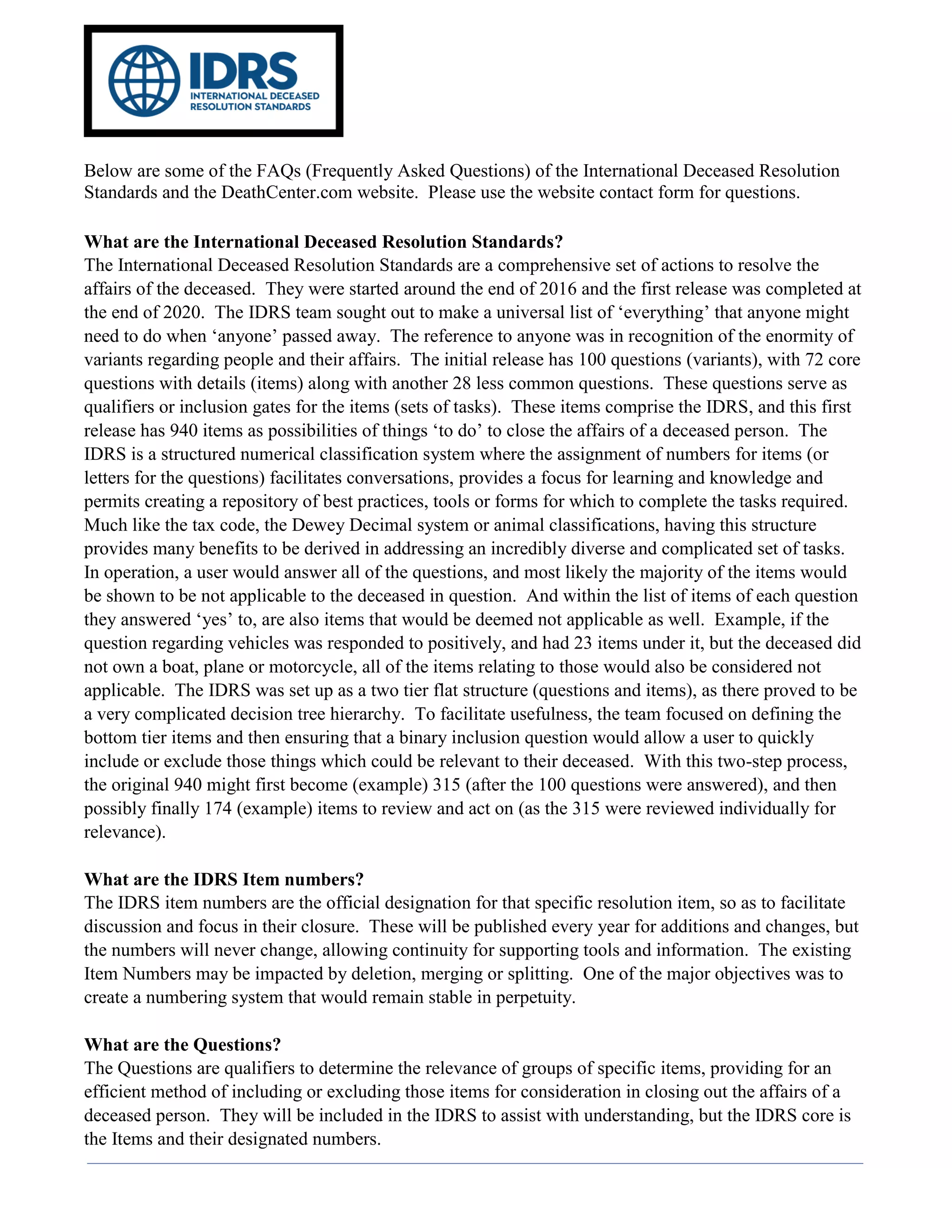 IDRS Frequently Asked Questions (FAQs) | PDF