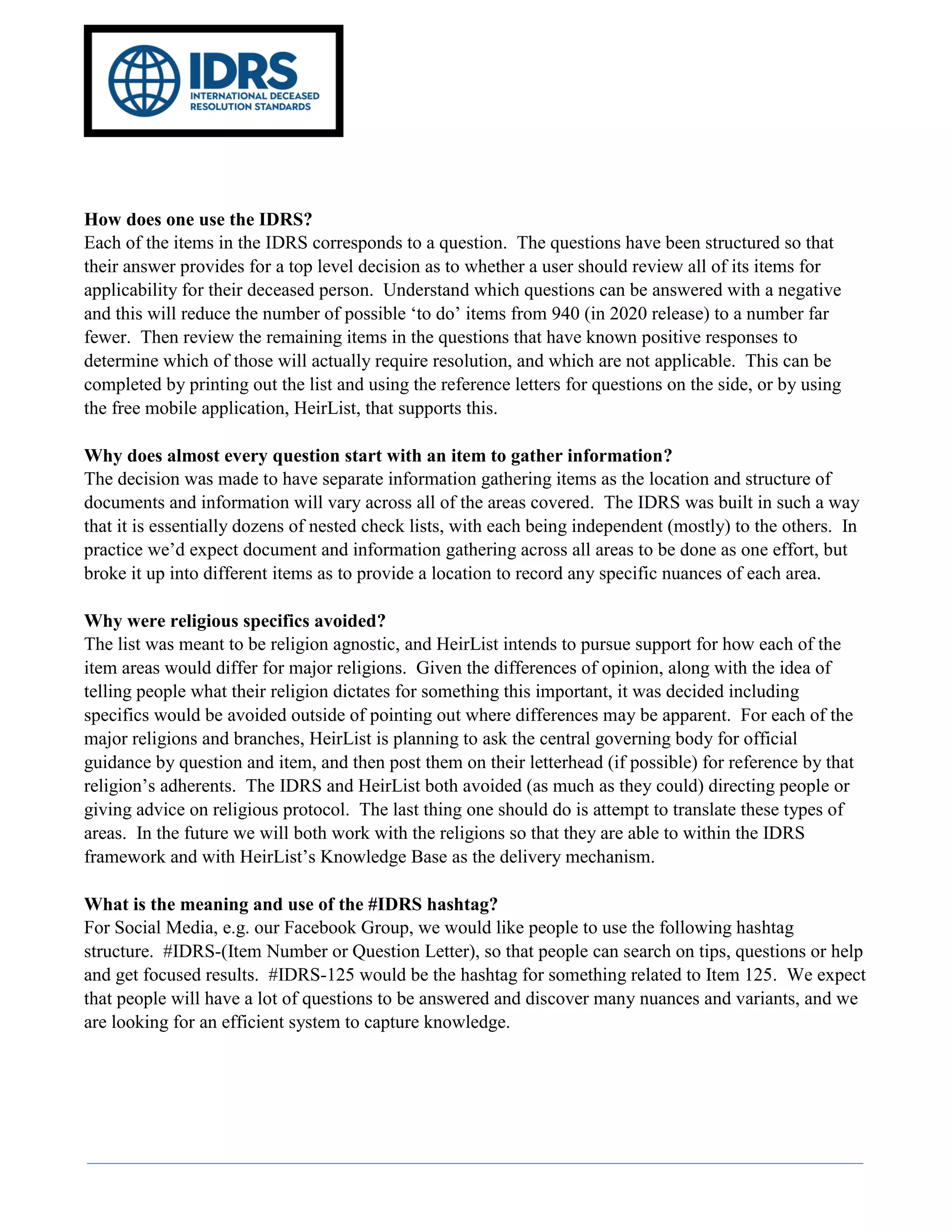 IDRS Frequently Asked Questions (FAQs) | PDF