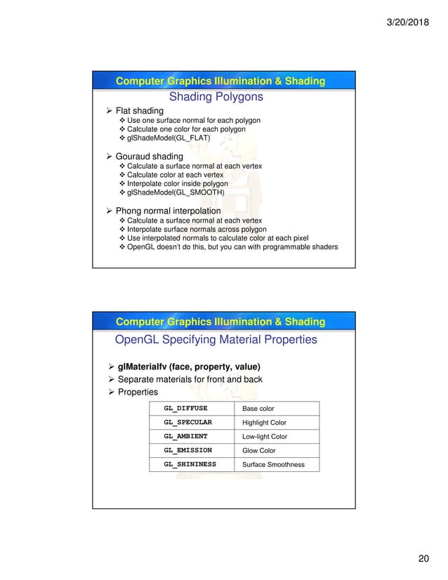 7 illumination and-shading computer graphics | PDF