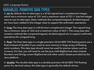 7-Java Language Basics Part1 | PPT