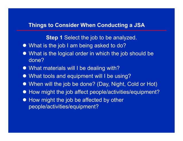 7 job safety analysis - jsa | PDF