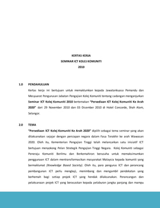 Kertas Kerja Seminar ICT JPKK 2010 | PDF