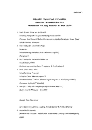 Kertas Kerja Seminar ICT JPKK 2010 | PDF