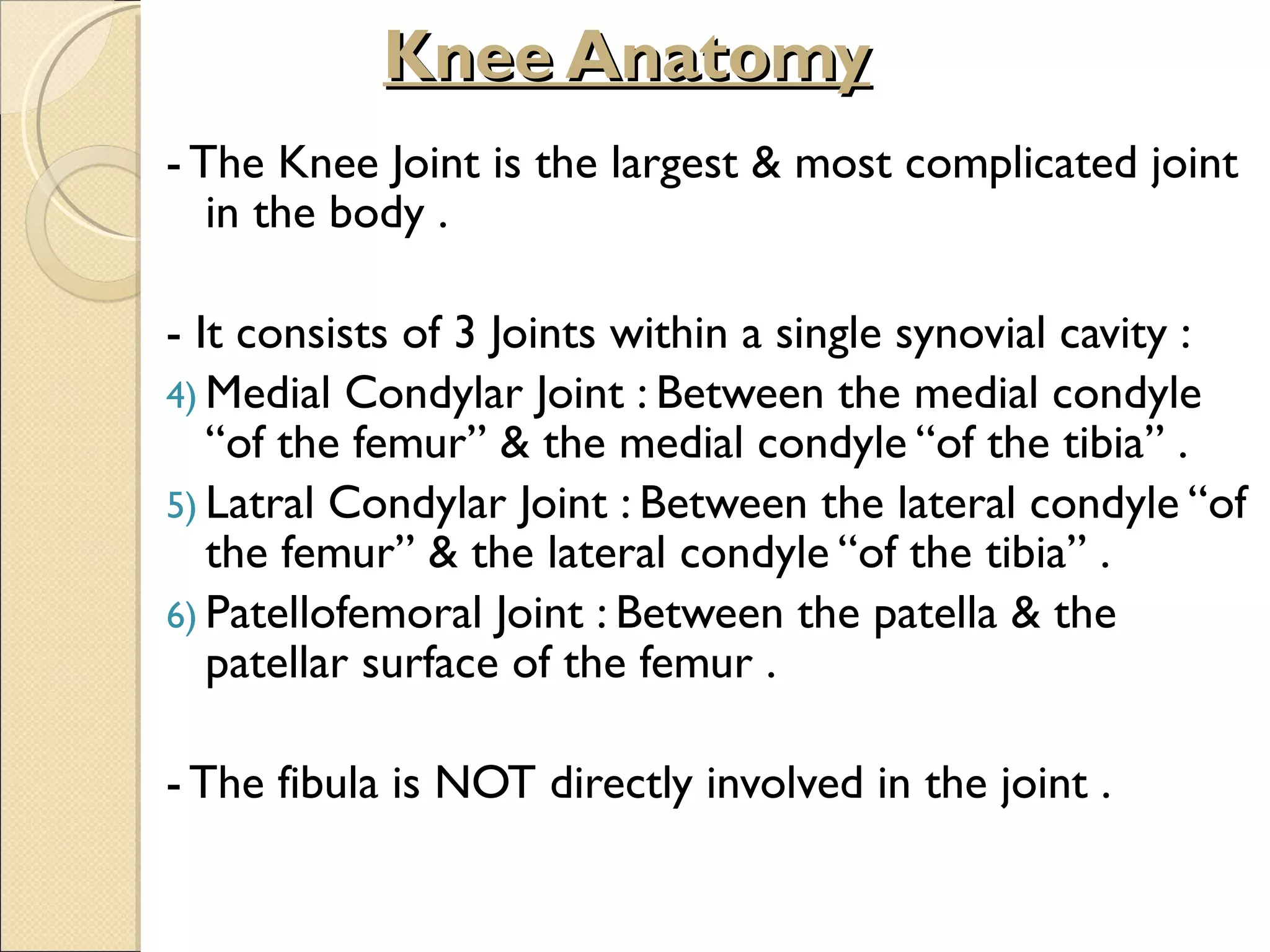 Knee Joint anatomy and Disorders | PPT