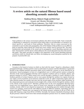 A review article on the natural fibrous based sound absorbing acoustic materials | PDF