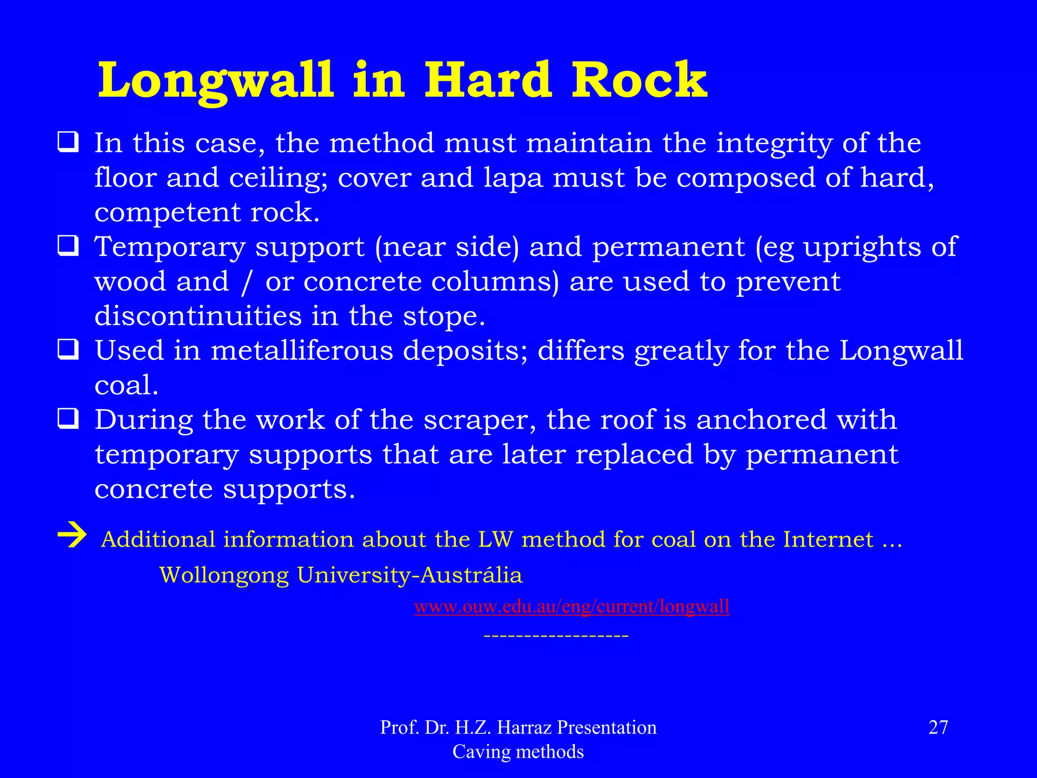 Caving Underground Mining Methods (longwall, Sublevel caving, & Block ...