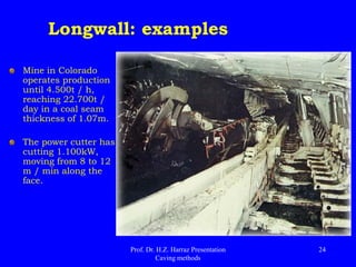 Caving Underground Mining Methods (longwall, Sublevel caving, & Block ...