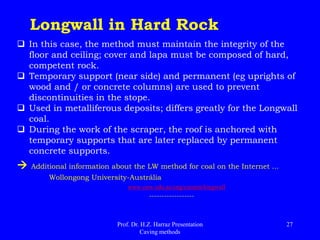 Caving Underground Mining Methods (longwall, Sublevel caving, & Block ...