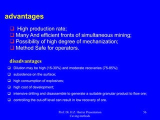 Caving Underground Mining Methods (longwall, Sublevel caving, & Block caving) | PDF