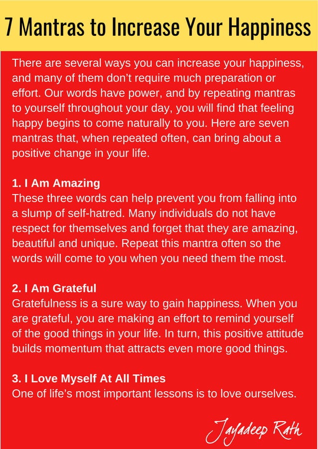 7 Mantras To Increase Happiness | PDF