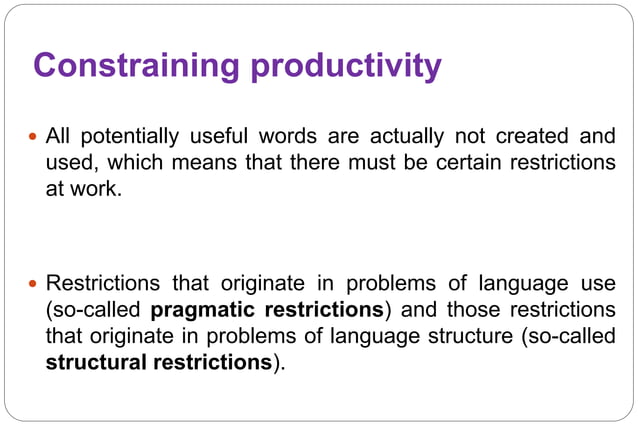 Morphological productivity | PPTX | Programming Languages | Computing