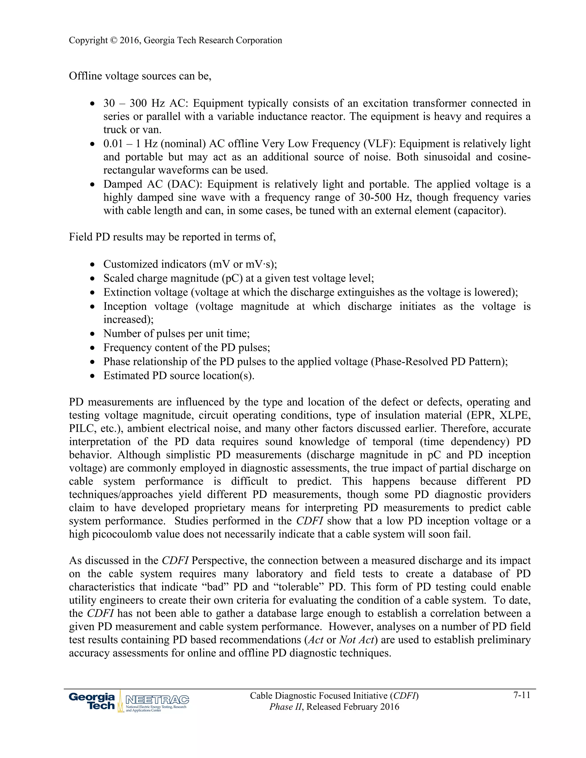NEETRAC (Chapter 7: Medium Voltage Cable System Partial Discharge) ) | PDF