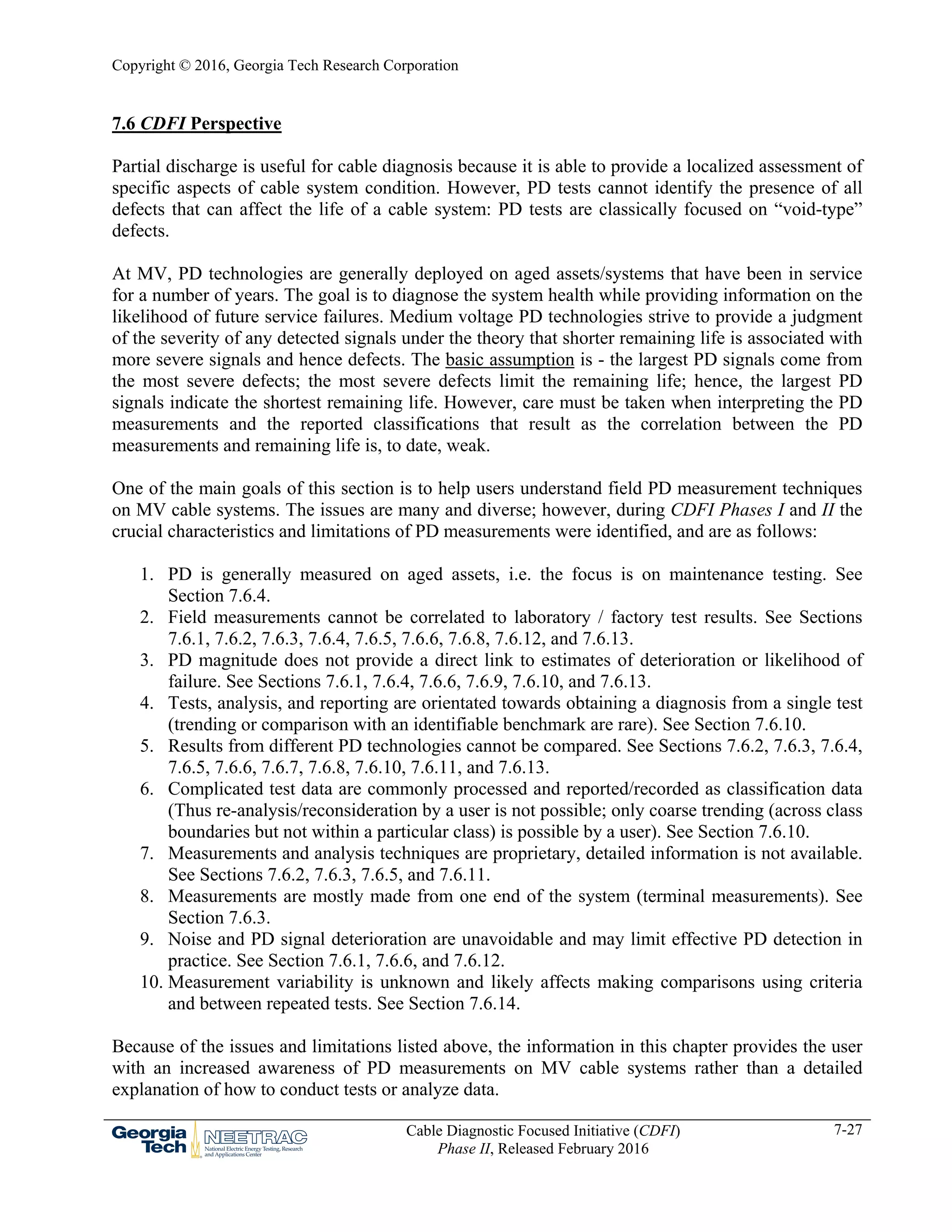 NEETRAC (Chapter 7: Medium Voltage Cable System Partial Discharge) ) | PDF