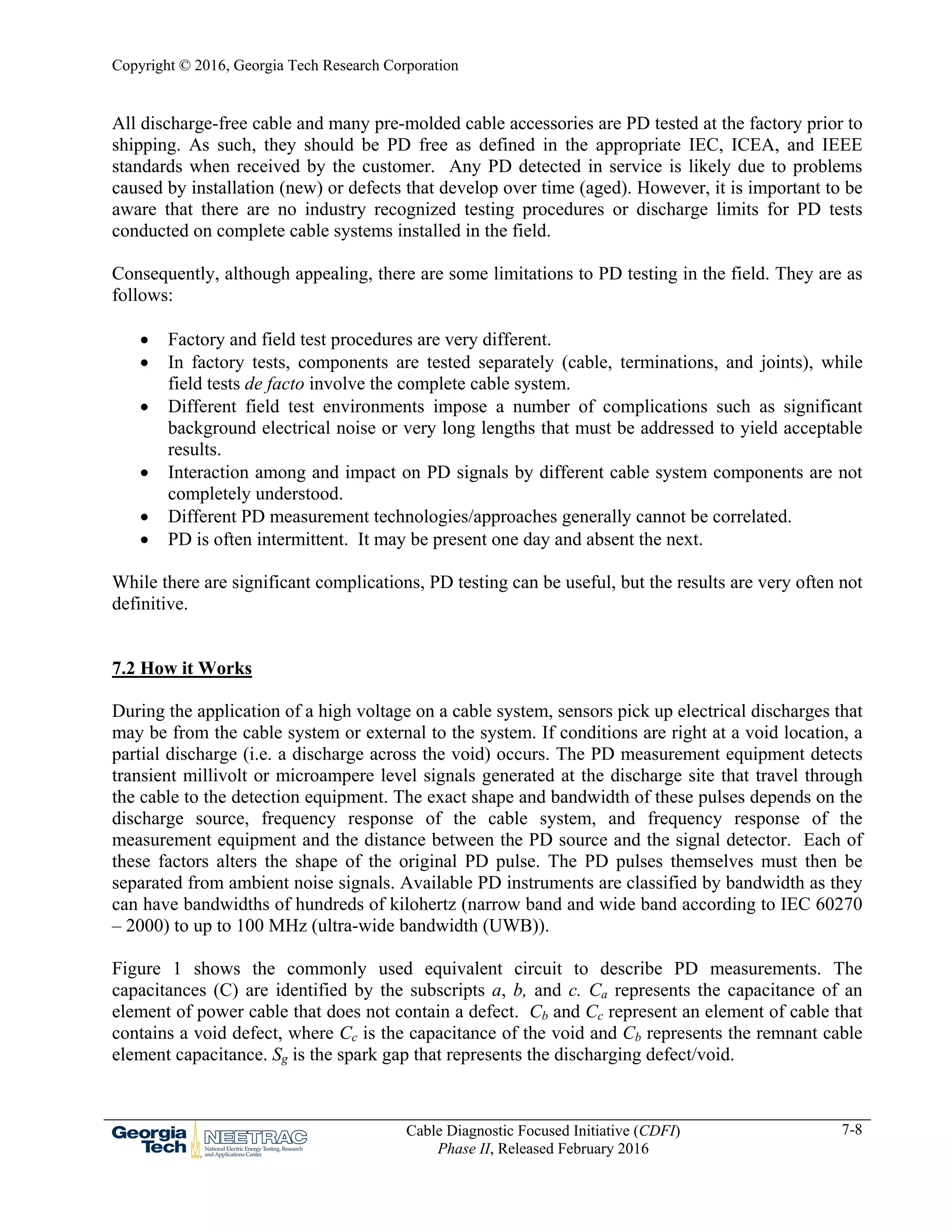 NEETRAC (Chapter 7: Medium Voltage Cable System Partial Discharge) ) | PDF
