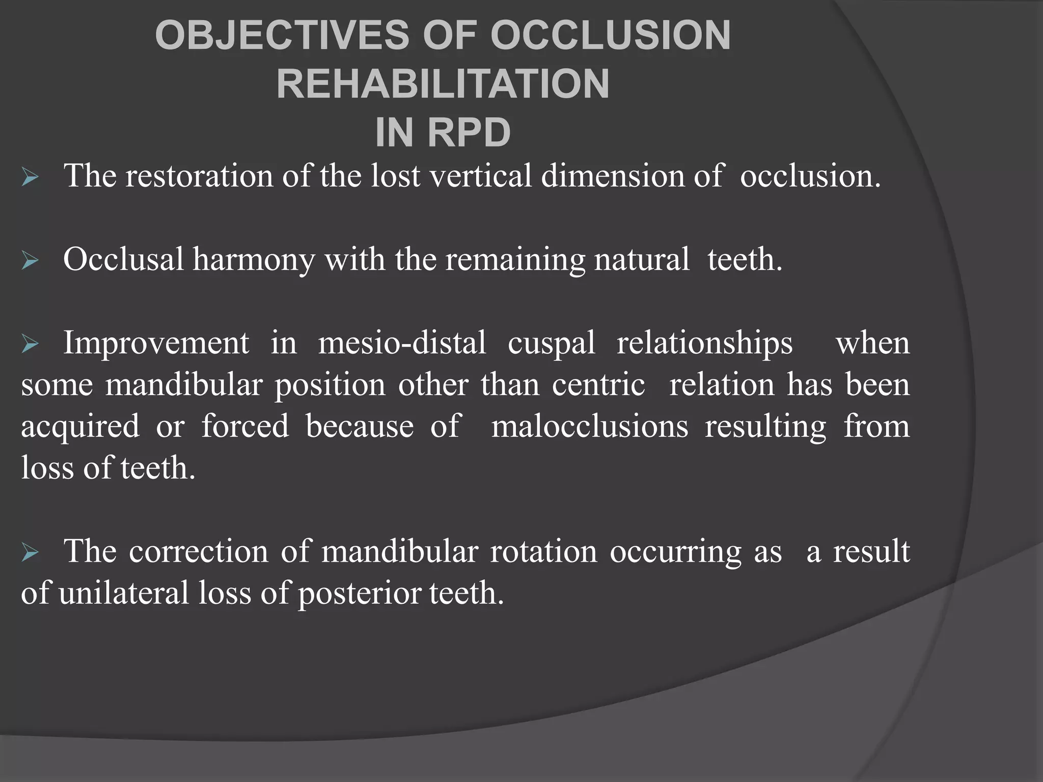 Occlusion in Removable Partial Dentures | PPTX