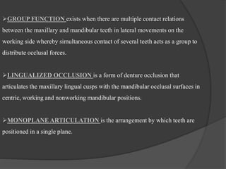 Occlusion in Removable Partial Dentures | PPTX