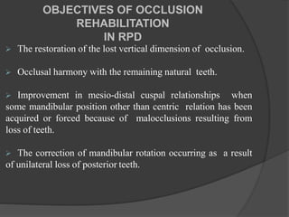 Occlusion in Removable Partial Dentures | PPTX