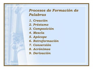 7. palabras y procesos de formación de palabras | PPT