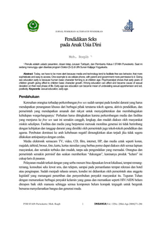 Pendidikan Seks Anak Usia Dini | PDF