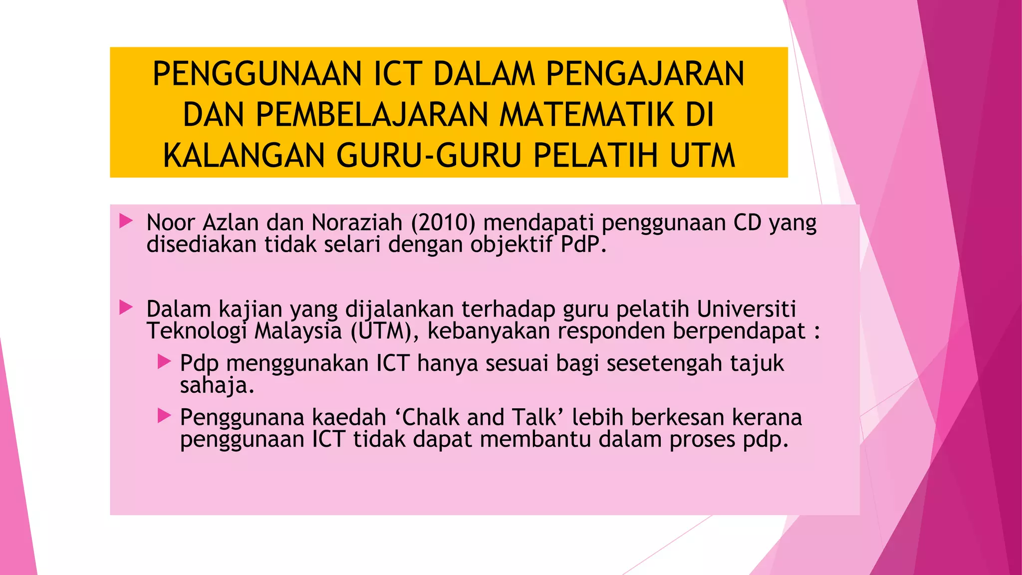 Penggunaan ICT Dalam PDP Matematik | PPT