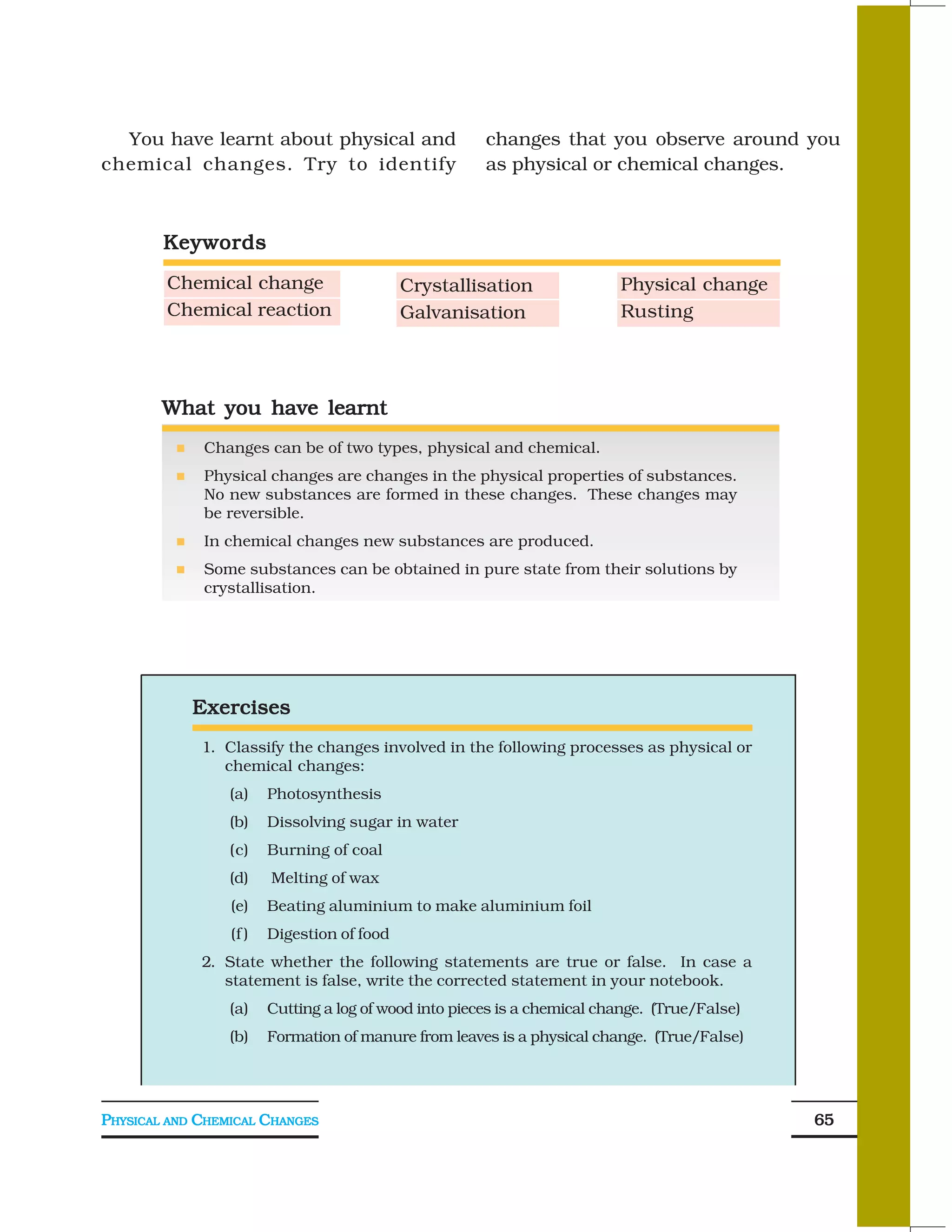 7 physical and chemical changes | PDF | Chemistry | Science