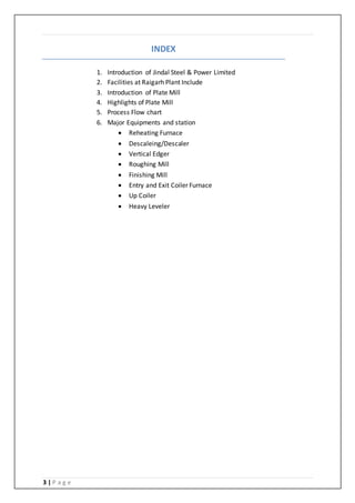 Industrial Training Report on Plate Mill | DOCX