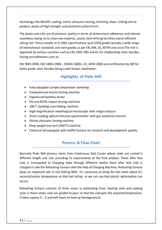 Industrial Training Report on Plate Mill | DOCX