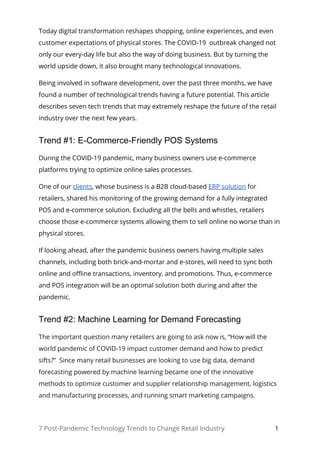 Post Pandemic Technology Trends to Change Retail Industry | PDF