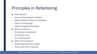 7-Refactoring (Object Oriented Software Engineering - BNU Spring 2017) | PPT