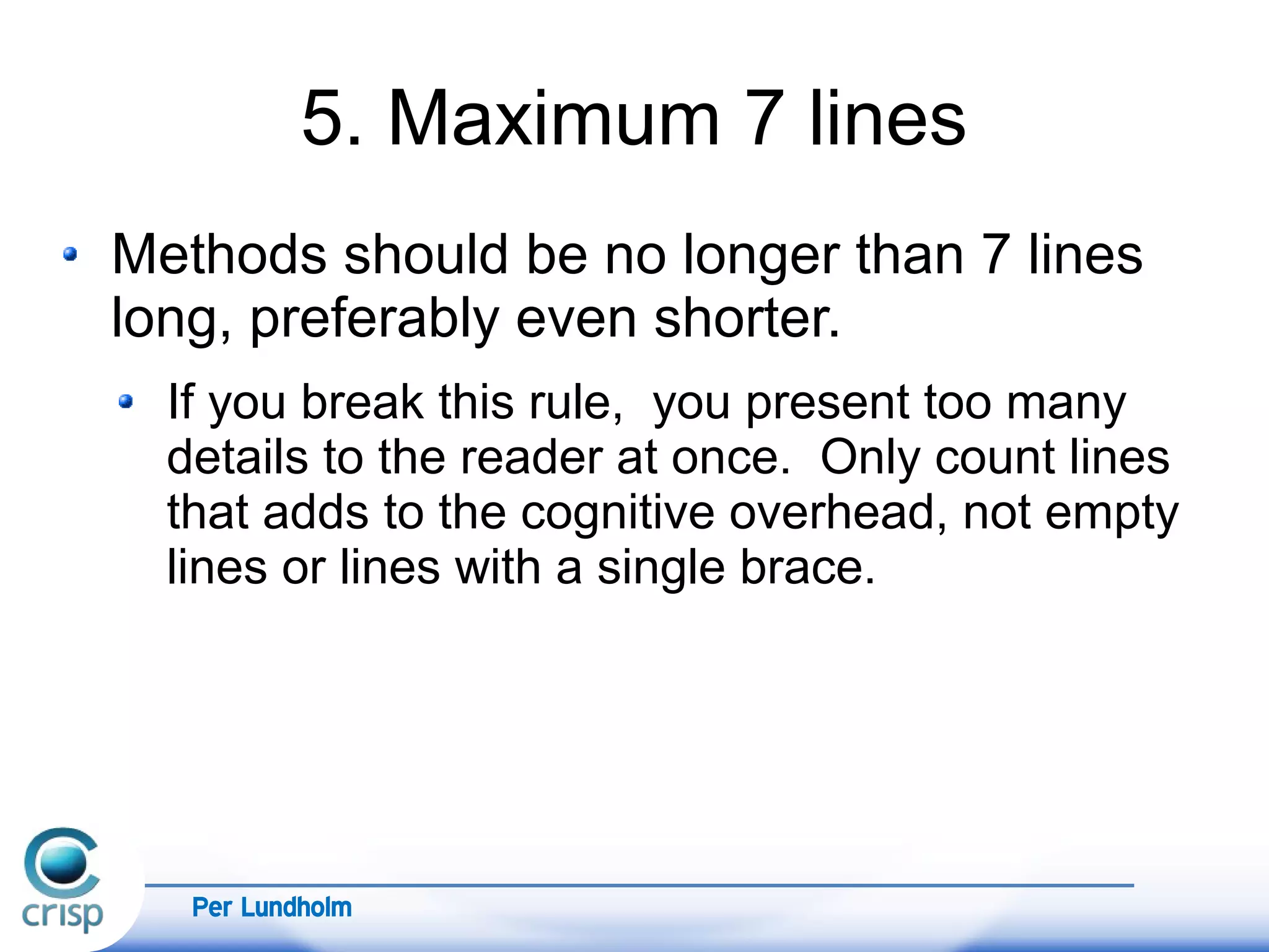 7 rules on code readability | PPT