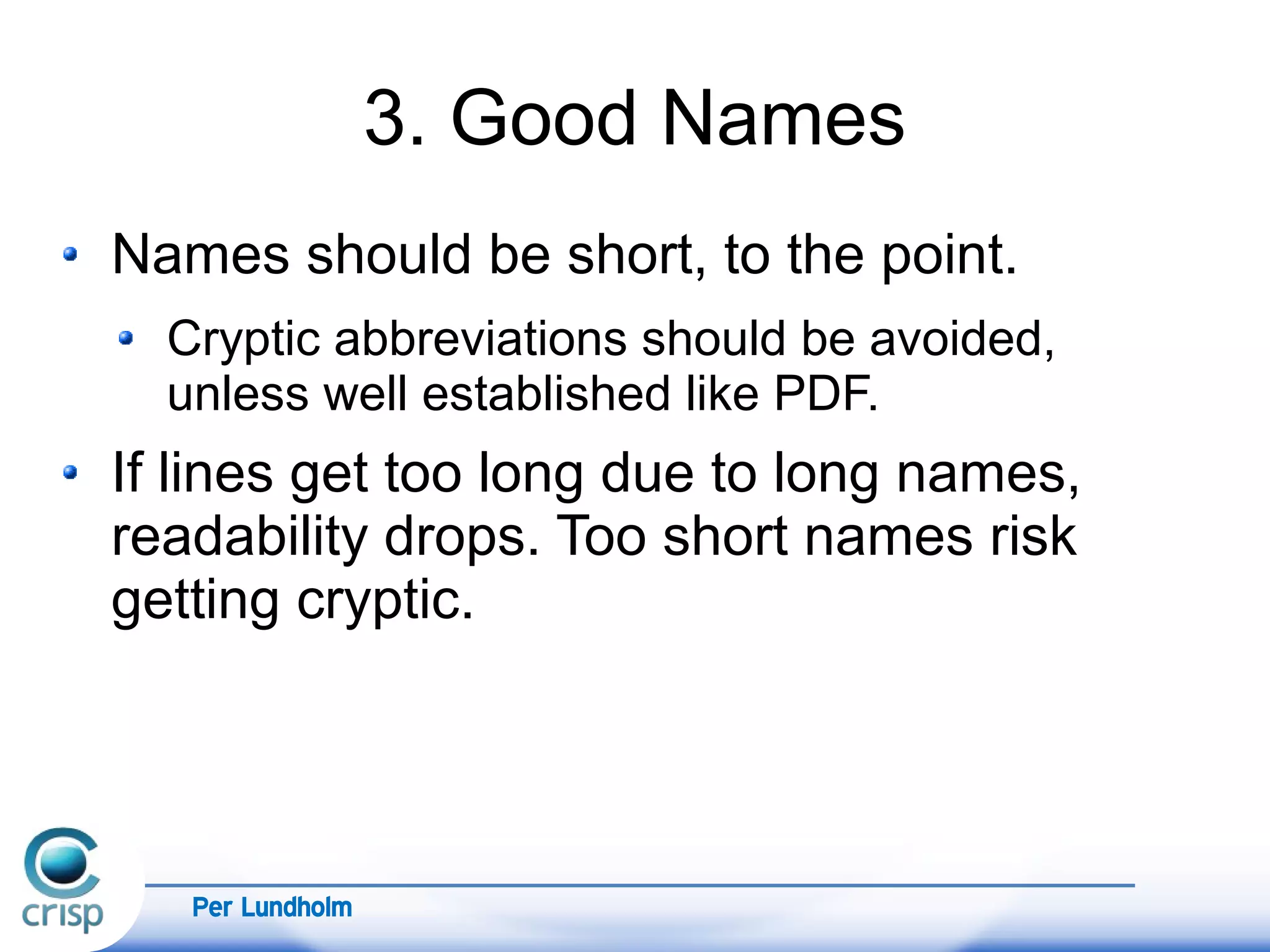 7 rules on code readability | PPT