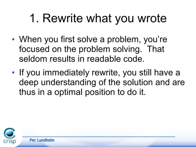 7 rules on code readability | PPT