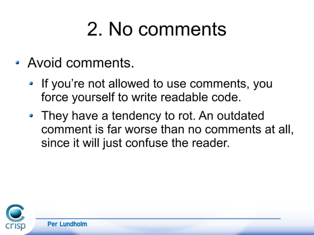 7 rules on code readability | PPT