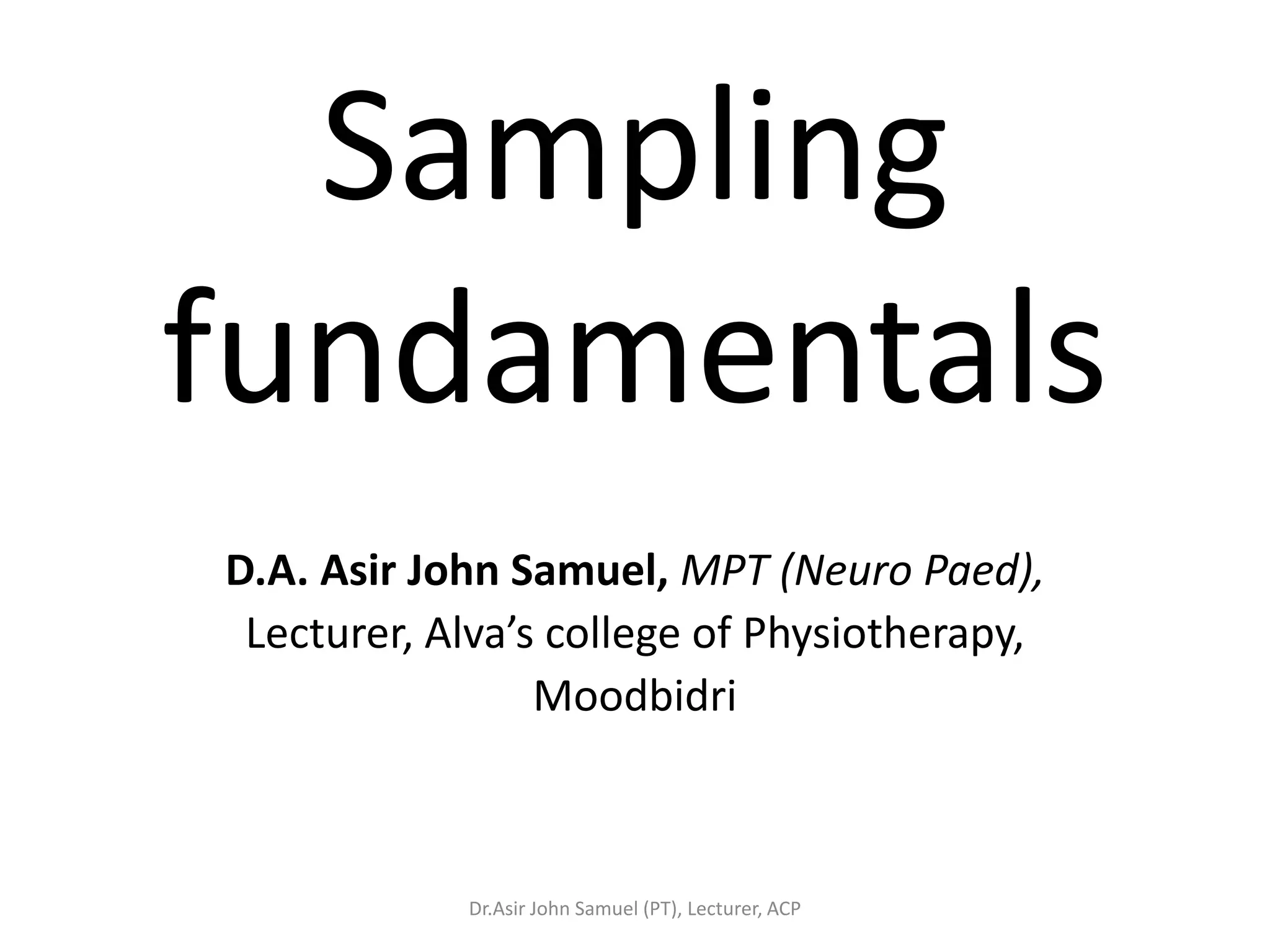 7.sampling fundamentals | PDF
