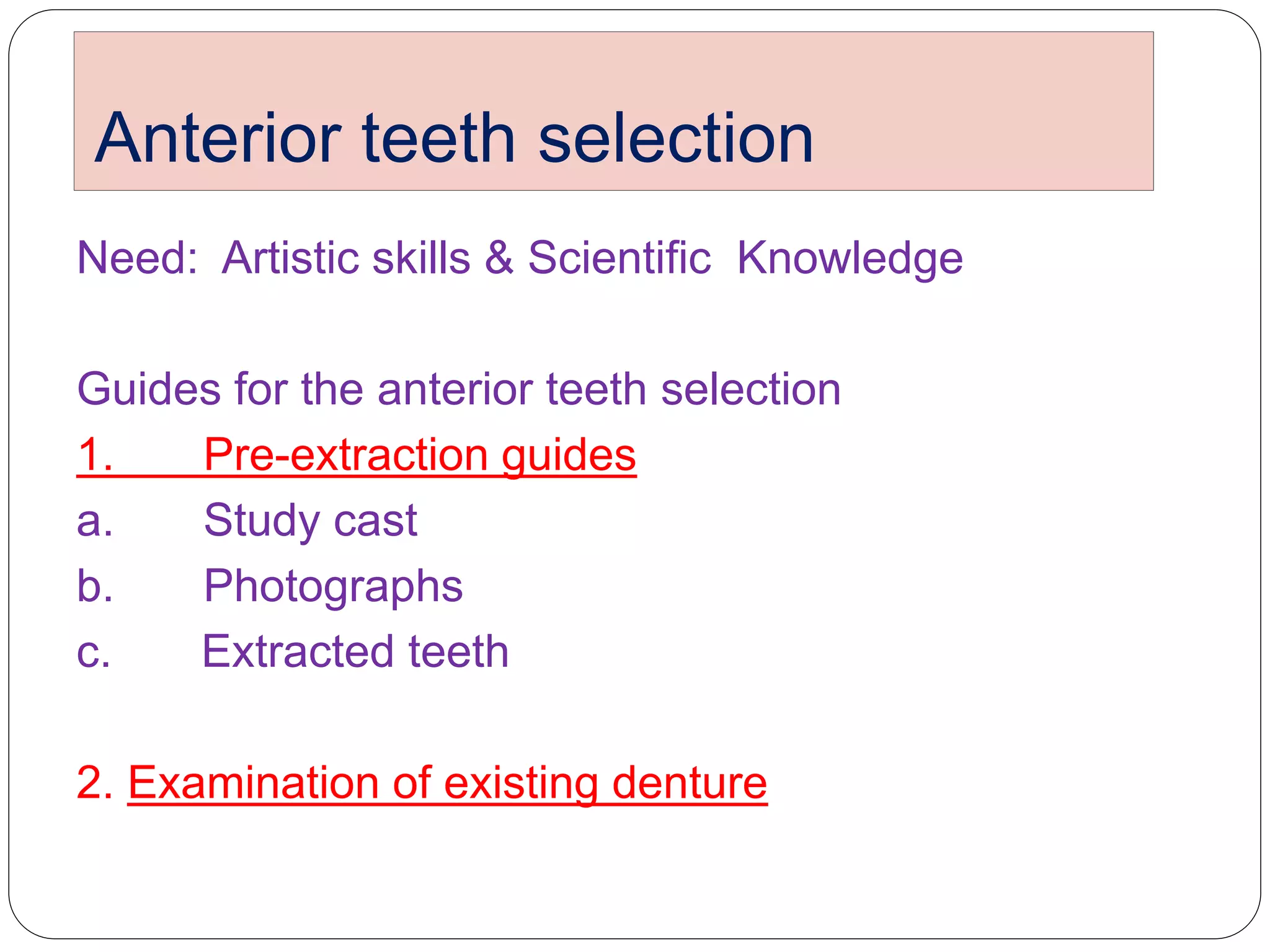 7 selection of teeth and esthetics in complete denture | PDF