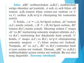7-sinf Geometriya fanidan Uchburchak tengligining ikkinchi (BTB ...