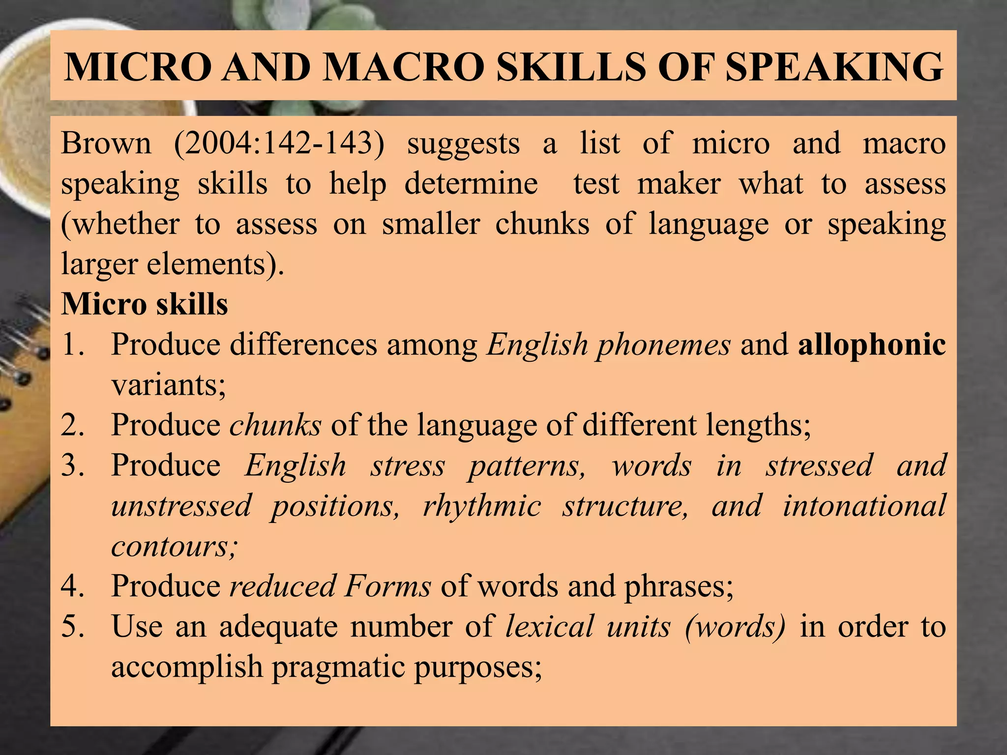 ASSESSMENT: SPEAKING COMPREHENSION ASSESSMENT | PPT