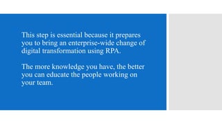 7 RPA implementation steps for enterprise digital transformation in ...