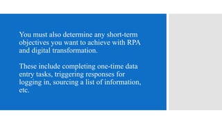 7 RPA implementation steps for enterprise digital transformation in ...